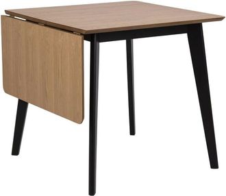 Hellin Table &agrave; manger extensible 80-120 cm ch&ecirc;ne naturel et noir - selda