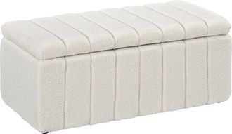 HOMCOM Homcom - Sitzbank mit Stauraum, Polsterbank aus Teddyfell, Bettbank mit Holzrahmen, Aufbewahrungsbox, Schuhbank f&uuml;r Schlafzimmer, Wohnzimmer, Flur