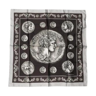 Dolce & Gabbana Roman Coin Print Seidenschal Foulard - - Accessories - Herren - Braun - ONE SIZE