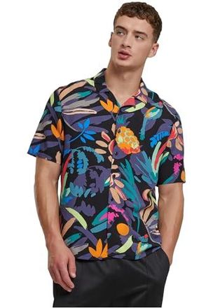 Urban Classics Tb4150-viscose AOP Resort Shirt, Blackfruity, 5XL Hommes