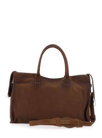 Balenciaga Mens Handbag Le City Brown Leather Handbags Hand Bags