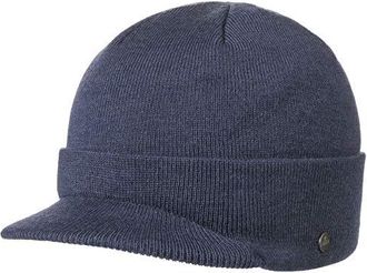 Lierys Bonnet Fine Merino en Tricot Femme/Homme - Made in Italy pour Homme avec visière décontracté Revers, visière, Revers Hiver Automne-Hiver - Taille Uniq