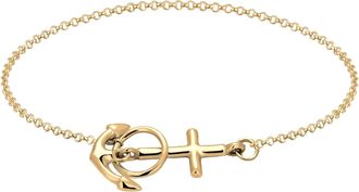 Elli Armband Damen Anker Kreuz in 925 Sterling Silber vergoldet