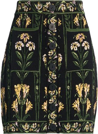 Farm Rio FLOWERS ARCH BLACK KNIT SKIRT