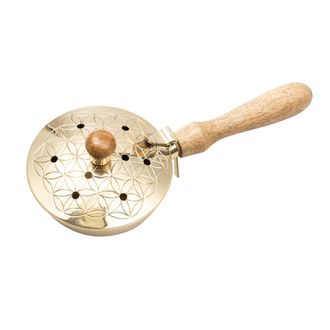 NKlaus R&auml;ucherpfanne Baum des Lebens Gold 20cm lang f&uuml;r R&auml;ucherwerk Weihrauch und Harze 15862