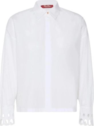 Max Mara Boxy Baumwollhemd mit bestickten Manschetten - - Blouses & Shirts - Damen - Wei&szlig; - XS