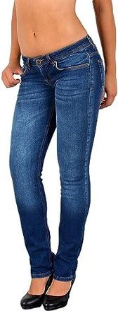 ESRA Jean Femme Pantalon en Jean Femme Jeans Taille Basse Grandes Tailles Straight fit G900