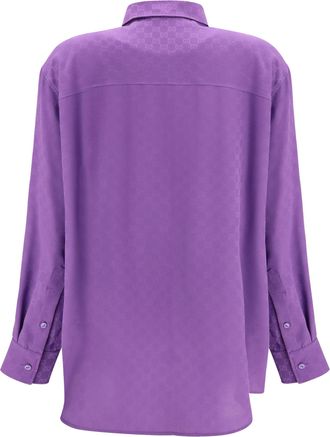 Gucci GG Supreme Print Silk Shirt - Purple