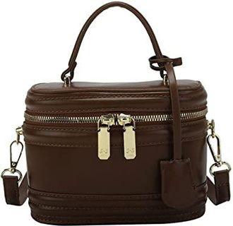 Generic Sac à bandoulière rétro en cuir avec poignée supérieure pour femme, marron, Medium