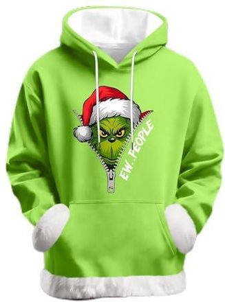 Generic Le Grinch Sweat A Capuche Femme Noël Femmes Adulte Hiver Pyjama Pull Christmas The Sweatshirts Costume Pulls Pilou Deguisement Oversize 2025 Noel Plai