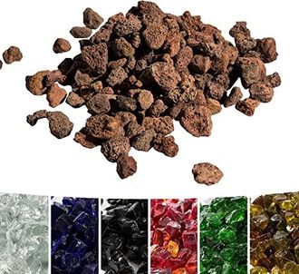 Teamson Home 3 kg Lavasteine für Propangas-Feuerstellen, Natürliche Feuersteine, sicher für Garten im Freien Gas-Feuerstellen, Braun