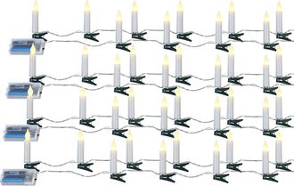 Pearl Baumkerzen mit Kabel: 4er Set LED-Lichterkette, 10 Kerzen, Timer, Batteriebetrieb, 130 cm (Kerzen-Lichterkette Weihnachtsbaum, LED-Lichterkette Kerzen