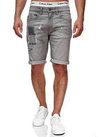 Indicode Hommes Roberts Jeans Shorts | Pantalon Court en Jean &agrave; 5 Poches Lt Grey XXL