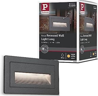 Paulmann 94383 LED Außenleuchte Wandeinbauleuchte Long IP65 103x58mm eckig incl. 1x4 Watt Schwarz Außenlampe Aluminium 3000 K