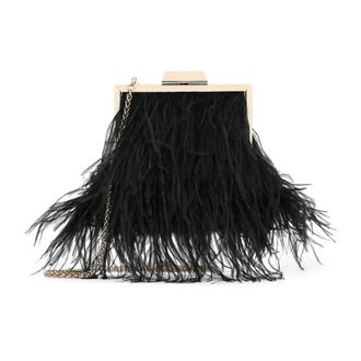 Kazar Schwarze Abendhandtasche mit Federn - - Bags - Damen - Schwarzk - ONE SIZE
