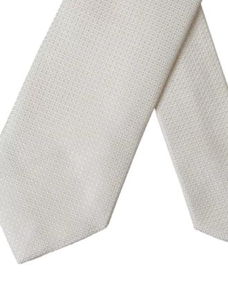 Dolce & Gabbana Mens Off White Patterned Silk Classic Adjustable Tie
