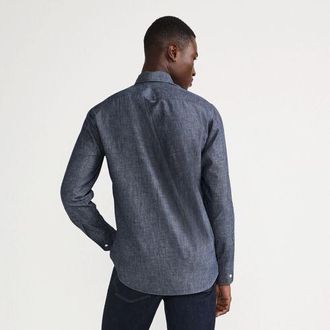 Lands End Chambray-Hemd, Herren, Gr&ouml;&szlig;e:52-54 regular, Blau, Baumwolle, by Lands End