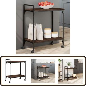 vidaXL Küchenwagen Braun Eichen-Optik 60,5x31x72,5 cm Holzwerkstoff - Küchentisch - Küchenkasten - Küchenwagen - Servierwagen - Esstisch