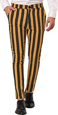 Generic Pantalon de costume ray&eacute; pour homme - Pantalon de costume skinny pour homme - Coupe ajust&eacute;e - Pantalon ray&eacute; l&eacute;ger - Pantalon d&eacute;contract&eacute; - Coupe r&eacute;gul