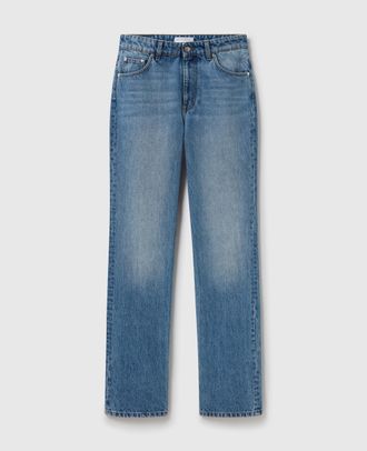Stella McCartney Faded Straight-Leg Mid-Rise Denim Jeans,, Size: 26