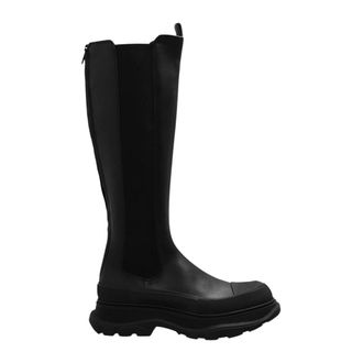Alexander McQueen Leder Kniehohe Stiefel - - Shoes - Damen - Schwarzk - 38 1/2 EU