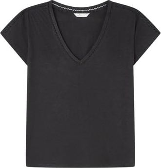 Springfield 5t.b.Camiseta Pico Vainica Tricot, Noir Standard, M Femme
