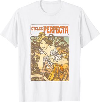 Trendy Apparel Alphonse Mucha Cycles Perfecta Vintage Painting T-Shirt