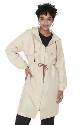 Trendyol Damen Trendyol Damen Regular Basic Plain Webstoff Regenmantel Coat, Beige, 38 EU