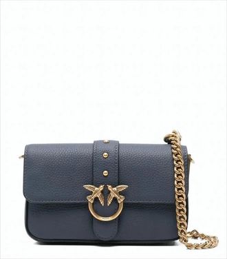 Pinko Pinko Hobo Bags - Blue Grained Leather Shoulder Bag - Gr. unisize - in Grau - f&uuml;r Damen