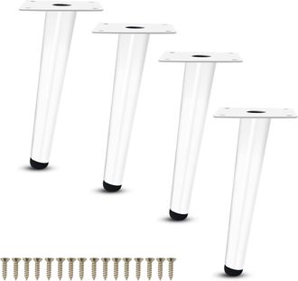 Generic Verstellbare M&ouml;belbeine Aus Metall - 4 St&uuml;ck rutschfeste Sofa Beine, Bett F&uuml;&szlig;e F&uuml;r Tisch, TV-St&auml;nder, Schr&auml;nke, Verdickte St&uuml;tzf&uuml;&szlig;e Mit Gummipads(Wei&szlig;