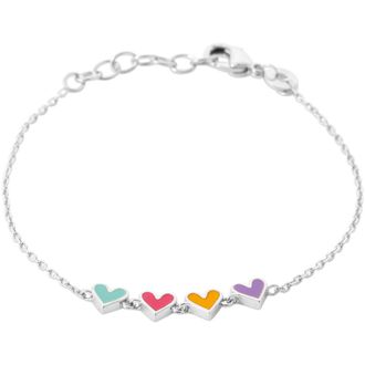 Brillaxis Bracelet enfant argent coeurs mutlicolores