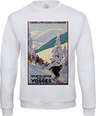 Fabulous Sweat Shirt Homme Sport dHivers Les Vosges Montagne Poster Vintage Voyage Art Deco 30s
