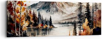 Arttor Panorama Bilder auf Leinwand Natur Sicht Berge Leinwandbild 90x30cm Wandbilder Dekoration Wohnzimmer Schlafzimmer K&uuml;che Klein Wanddeko Bild Wand Kunst