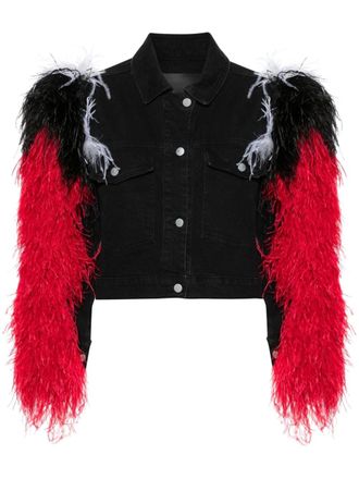 LouLou veste en jean à détails de plumes - Noir