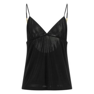 Saint Laurent Cassandre V-neck Top - - Tops - Damen - Schwarzk - S