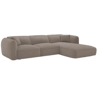 Vente-Unique Canap&eacute; dangle droit en tissu chenille taupe CAMILIO de Maison C&eacute;phy