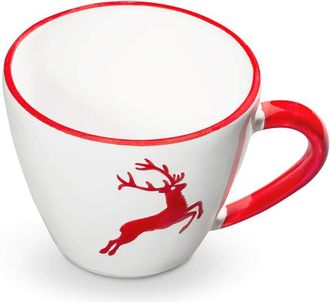 Gmundner Keramik Cappuccino Tasse Gourmet F&uuml;llmenge : 0.16 Liter rubinroter Hirsch Geschirr, handgemacht in &Ouml;sterreich