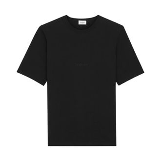 Saint Laurent Baumwoll-T-Shirt mit gesticktem Logo - - Tops - Herren - Schwarzk - XL