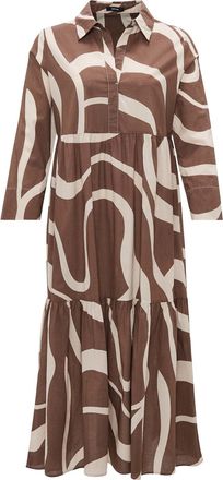 OPUS Damen Maxikleid | Hemdblusenkleid WERANO Flow A-Linie aus BCI Cotton Cocoa, 34