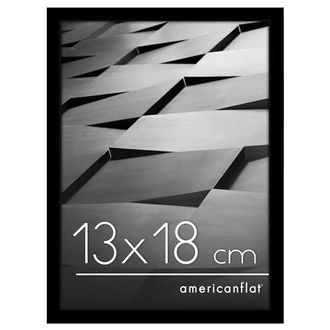 Americanflat Bilderrahmen 13x18 cm aus Kunststoff - Bilderrahmen 18x13 cm mit bruchsicherer Scheibe - inklusive St&auml;nder und integrierter Aufh&auml;ngung f&uuml;r Hoch- und Q