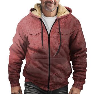 Generic Veste à capuche zippée en polaire doublée pour homme - Confortable avec poches chaudes - Doux - Pour lhiver - Vêtement dextérieur décontracté, 01 - Ro