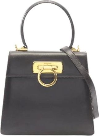 Ferragamo Sac bandouli&egrave;re 2-en-1 en cuir Gancini Pre-owned - Femme - Pre-owned - Noir - Taille: ONE Size