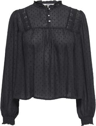 Only Onlpelia Life Ls Dobby Top WVN, Noir, XL Femmes