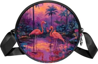 Generic Petit sac &agrave; bandouli&egrave;re circulaire pour femme, petit sac &agrave; bandouli&egrave;re avec fermeture &eacute;clair et bretelles r&eacute;glables style d&eacute;contract&eacute; pour femmes et f