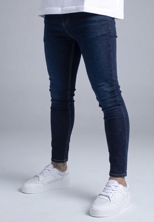Siksilk Herren Gewaschene Indigo Blaue Skinny Jeans 36