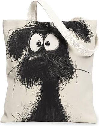 Generic Sac fourre-tout amusant en toile pour le shopping 33 x 38 cm, sac &agrave; bandouli&egrave;re r&eacute;utilisable pour femme, peinture danimaux domestiques, d&eacute;coration cad