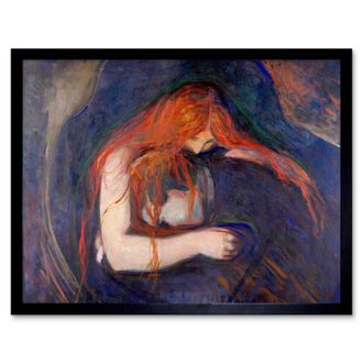Fine Art Prints Edvard Munch Vampir 1895 Kunstplakat Gerahmter Druck 30x40 cm