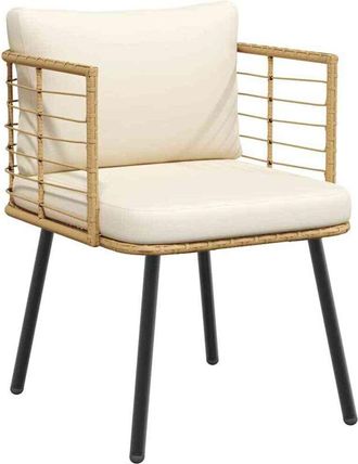 vidaXL Vidaxl - Gartenstuhl mit Kissen Natur Poly Rattan