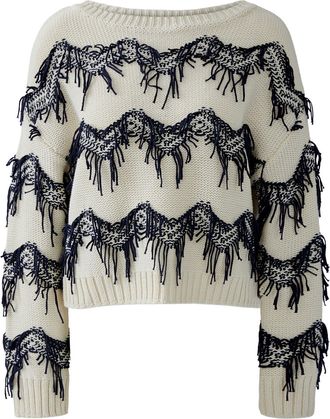 Oui Damen Pullover boxy geschnitten Geometrical