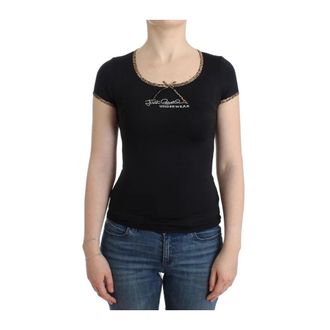 Roberto Cavalli Leopard Print Scoop Neck T-Shirt - - Tops - Damen - Schwarzk - XL